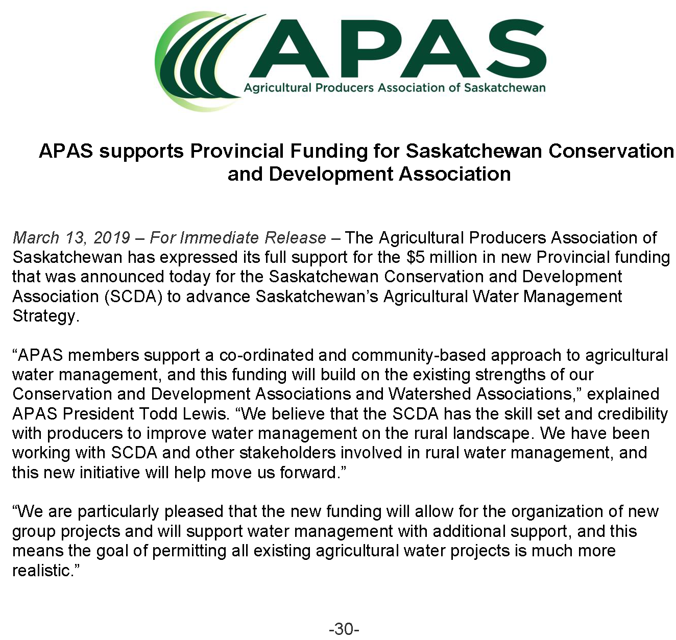 APAS - Agricultural Producers Association of Saskatchewan